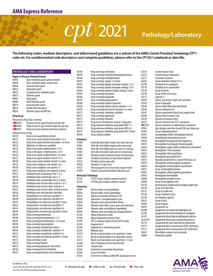 CPT 2021 Express Reference Coding Card: Pathology/Laboratory by ...