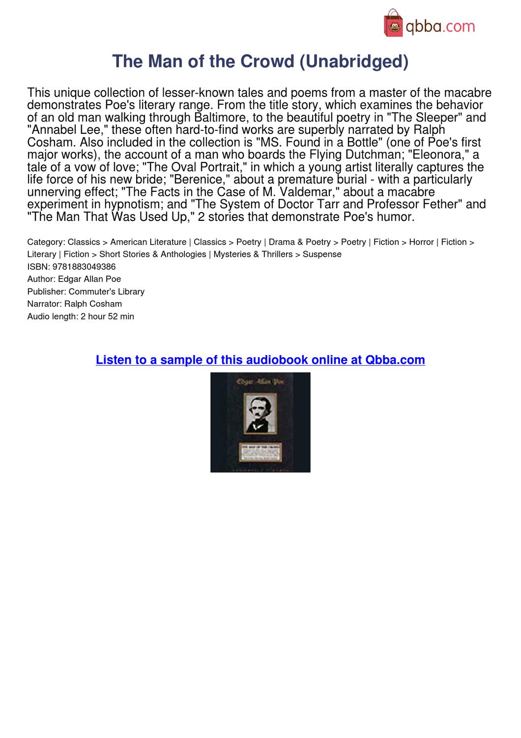 The Man of the Crowd and Other Stories by Edgar Allan Poe | The StoryGraph